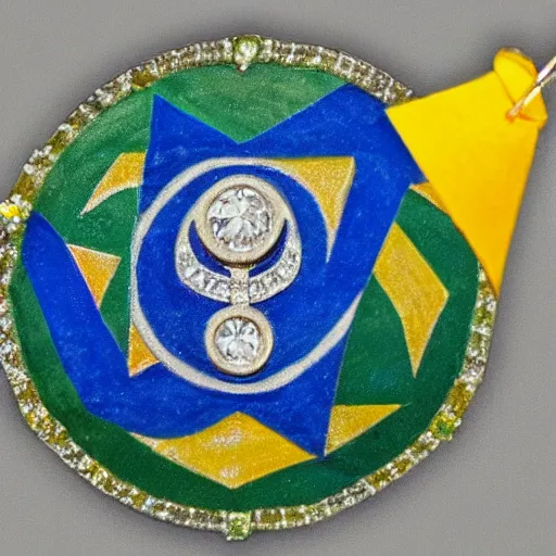 green flag with a yellow diamond, blue circle inside | Stable Diffusion