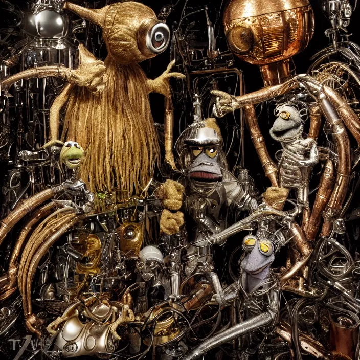 the muppet show, photorealism by h. r. giger, tim | Stable Diffusion