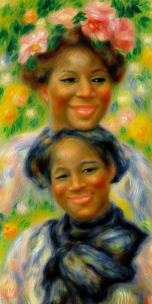 impressionist portrait of a smiling Black woman with | Stable Diffusion ...