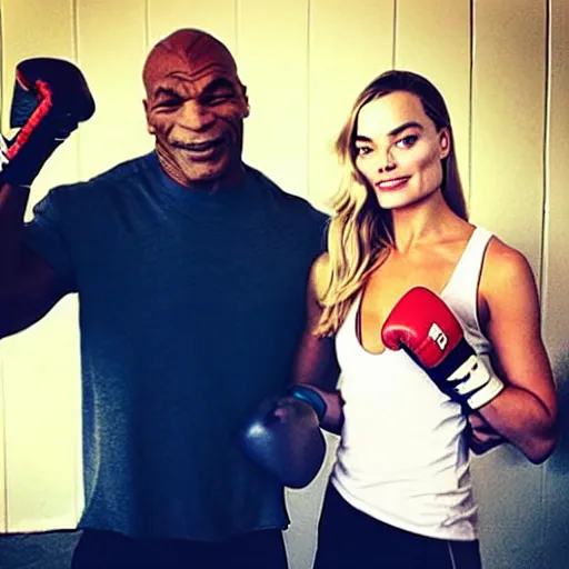 margot robbie boxing with mike tyson ” | Stable Diffusion