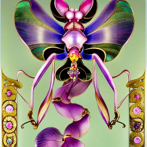 majestic colorful orchid mantis enamel jewels by leon | Stable ...