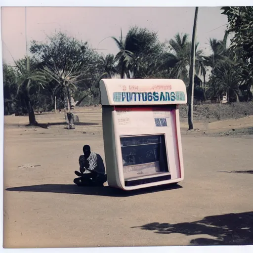 old polaroids of futuristic african bus stops with | Stable Diffusion