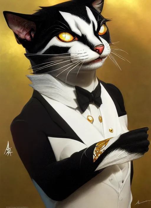tomcat with tuxedo markings, intricate, elegant, hyper | Stable ...