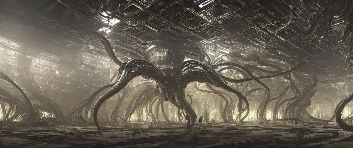 an organic xenomorphic alien queen hive in a massive | Stable Diffusion ...