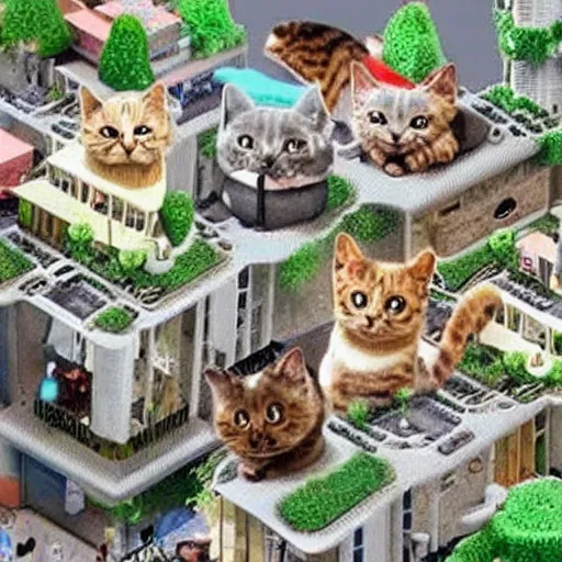 Extremely cute!!! city designed by cats, built by | Stable Diffusion ...