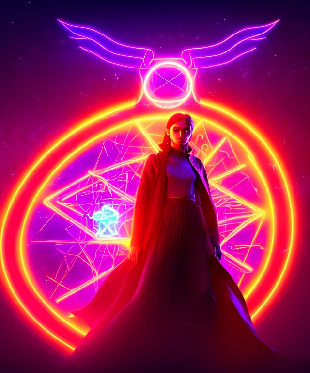 Portrait of a young solo mage wizarding glowing neon | Stable Diffusion ...