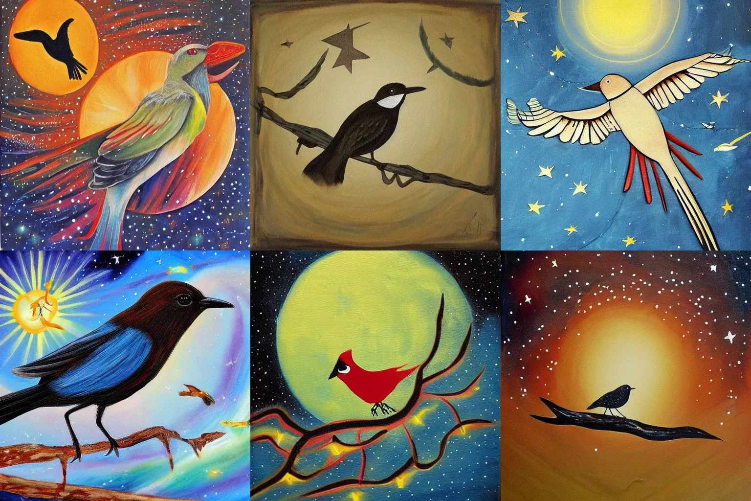 red omsk bird with black head in dark mushroom forest | Stable ...