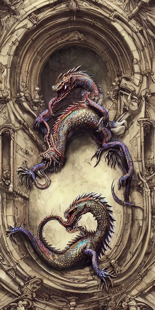 colorful Ouroboros water dragon floating around inside | Stable ...