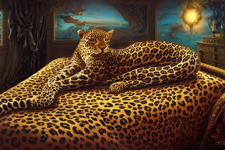 detailed leopard print bed in the vaporwave bedroom. | Stable Diffusion ...