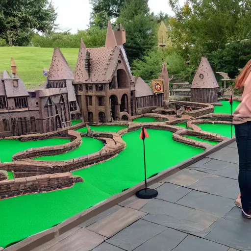 a Harry Potter themed mini golf course | Stable Diffusion