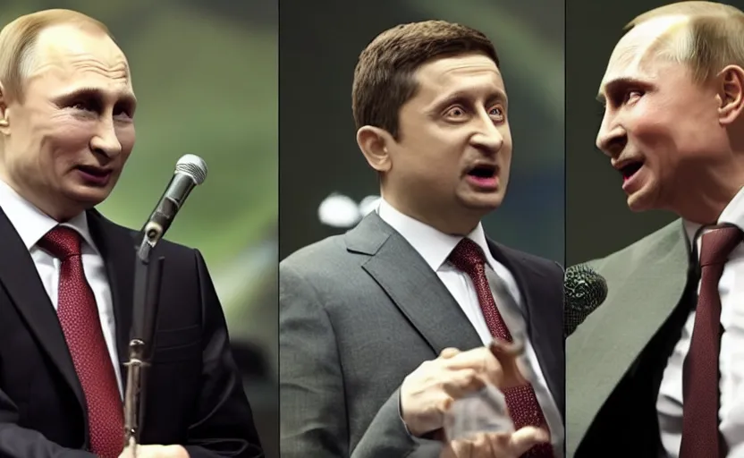 epic rap battle between Vladimir Putin and Volodymyr | Stable Diffusion ...