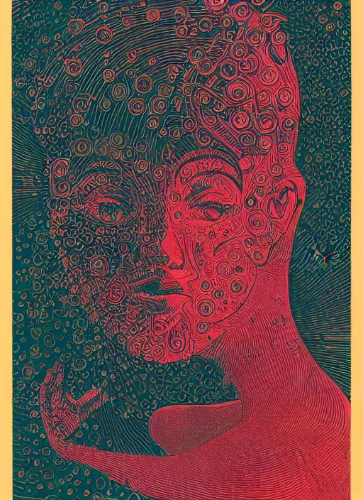 A wandering mind, screen print, art by Chuck Sperry, | Stable Diffusion ...