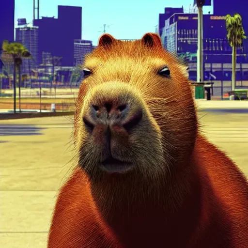 a capybara, gta 5 cover art style | Stable Diffusion