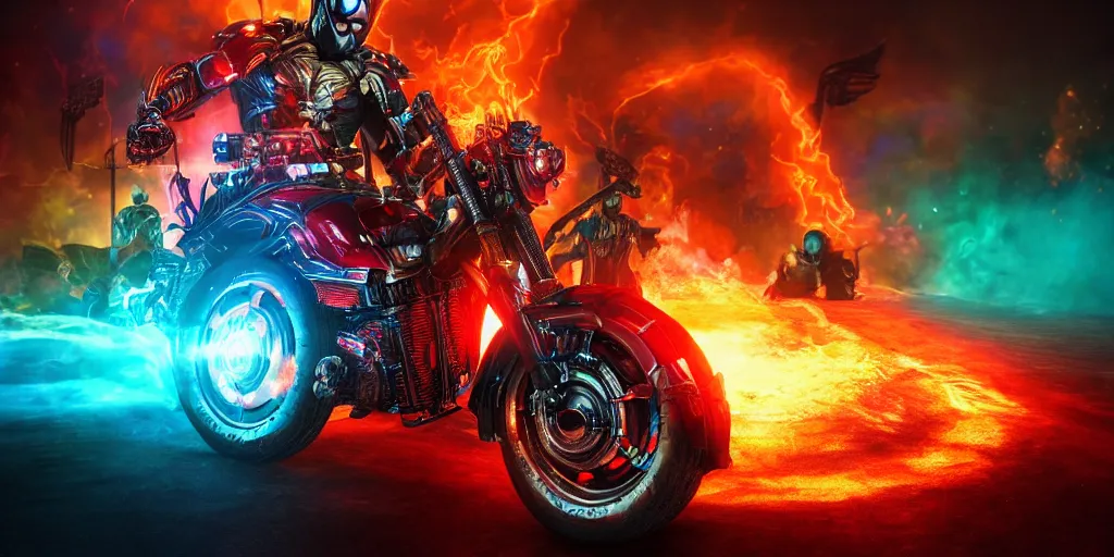 a octane render of marvel hell riders ri with rainbow | Stable ...
