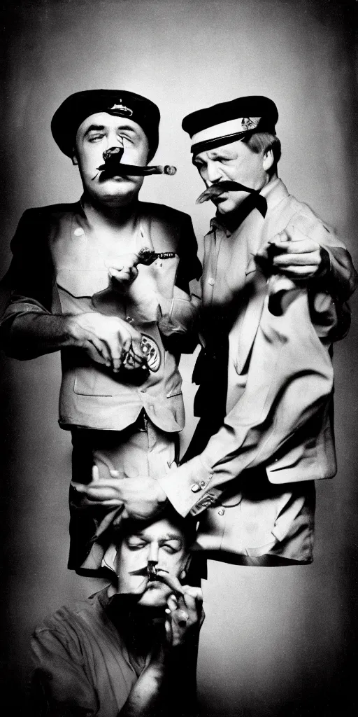 award winning photo of mike patton and hitler smoking | Stable Diffusion