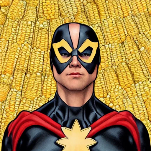 Corn-on-the-Cob Man superhero attire pre-raphaelite | Stable Diffusion ...