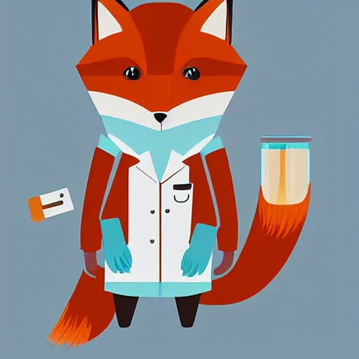 A cute fox scientist in a lab coat, digital art, | Stable Diffusion ...