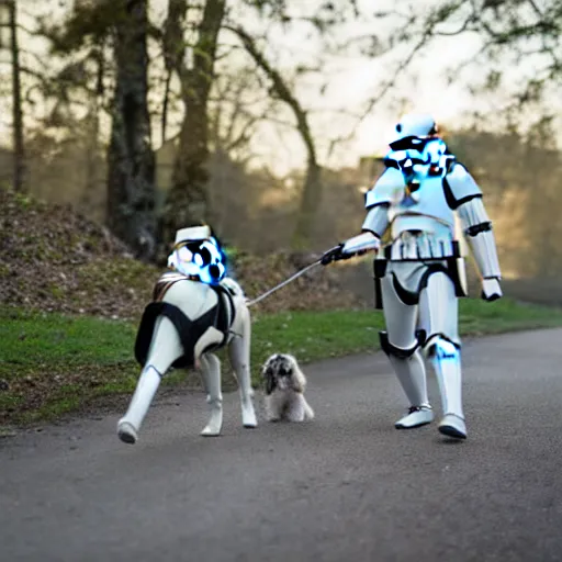 A stormtrooper taking his dog for a walk, photo, real, | Stable ...