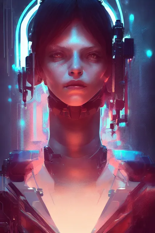 beautiful portrait of a cyborg mercenary girl, art by | Stable ...