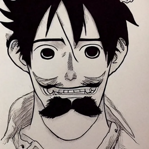 luffy with [ mustache ] by kim jung gi | Stable Diffusion | OpenArt