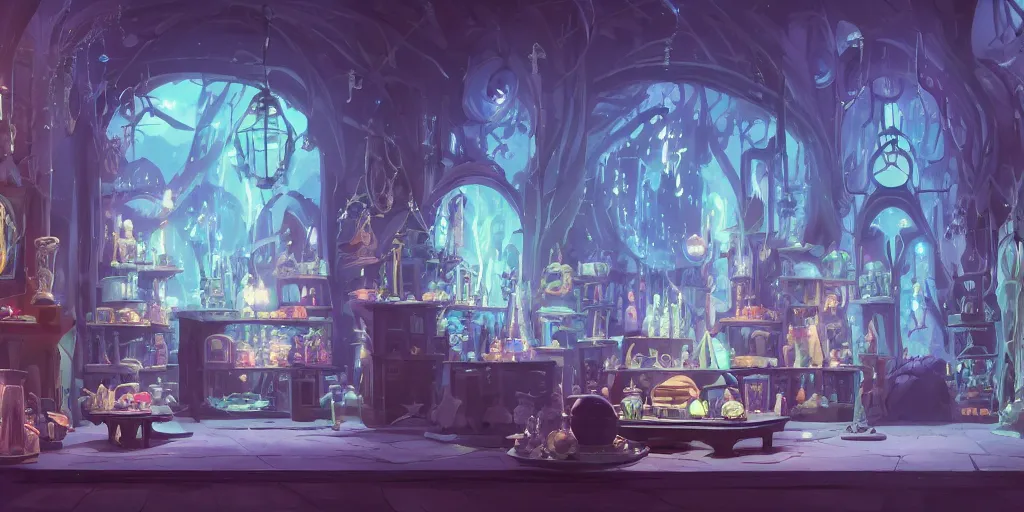 inside a magical item shop, fantasy potion vendor | Stable Diffusion ...