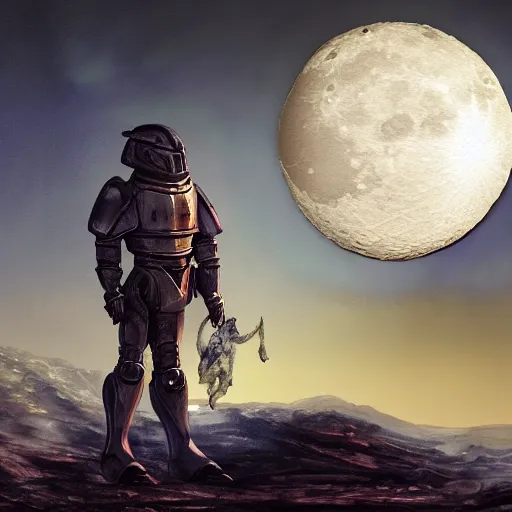 photorealistic watercolor painting of an armored alien | Stable ...