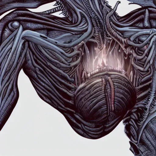 a human bursting out of the chest of a xenomorph | Stable Diffusion ...