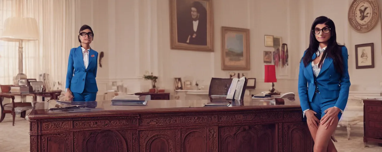 mia khalifa human body physique standing in the oval | Stable Diffusion