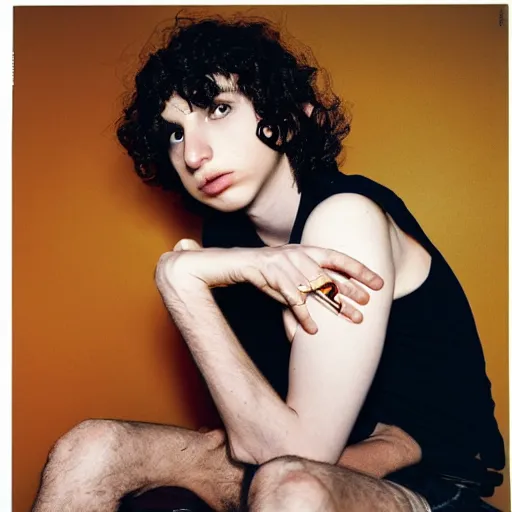 finn wolfhard showing his arm pits, by nan goldin, by | Stable Diffusion