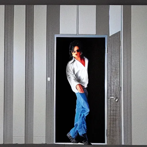 a photo of a door, michael jackson hiding inside a box | Stable ...