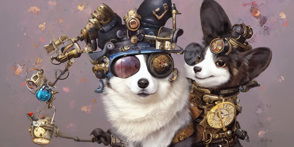 beautiful painting of a fantasy steampunk fluffy corgi | Stable Diffusion | OpenArt