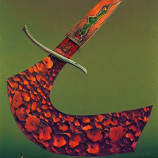 a curved sword made from flower petals, elegant, | Stable Diffusion ...
