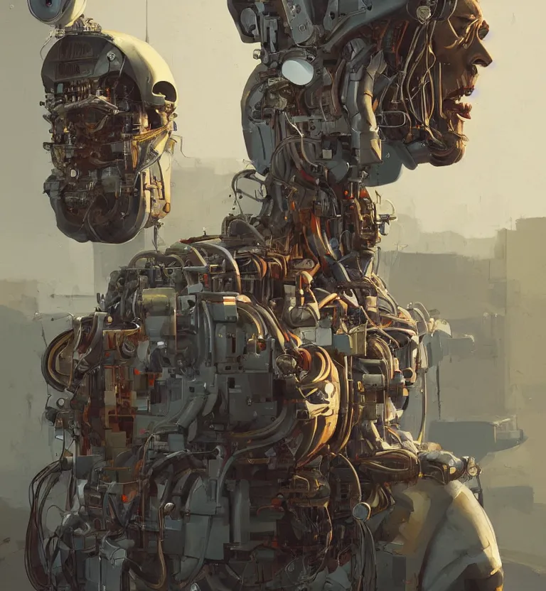 a portrait of a researcher, half human, half machine | Stable Diffusion ...