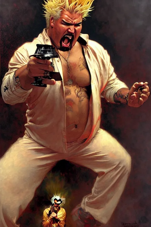 guy fieri angry, enraged, painting by'phil hale '!!! | Stable Diffusion ...