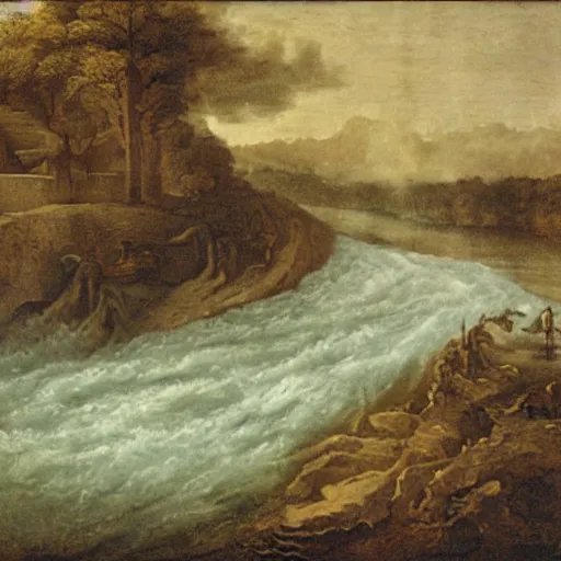 a river being swallowed by a greedy tyrant | Stable Diffusion | OpenArt