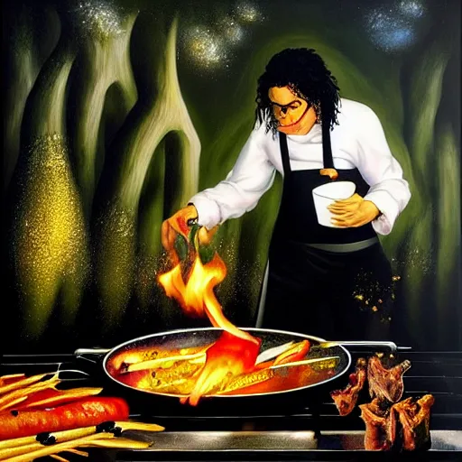 michael jackson cooking a bbq, abstract oil painting | Stable Diffusion ...
