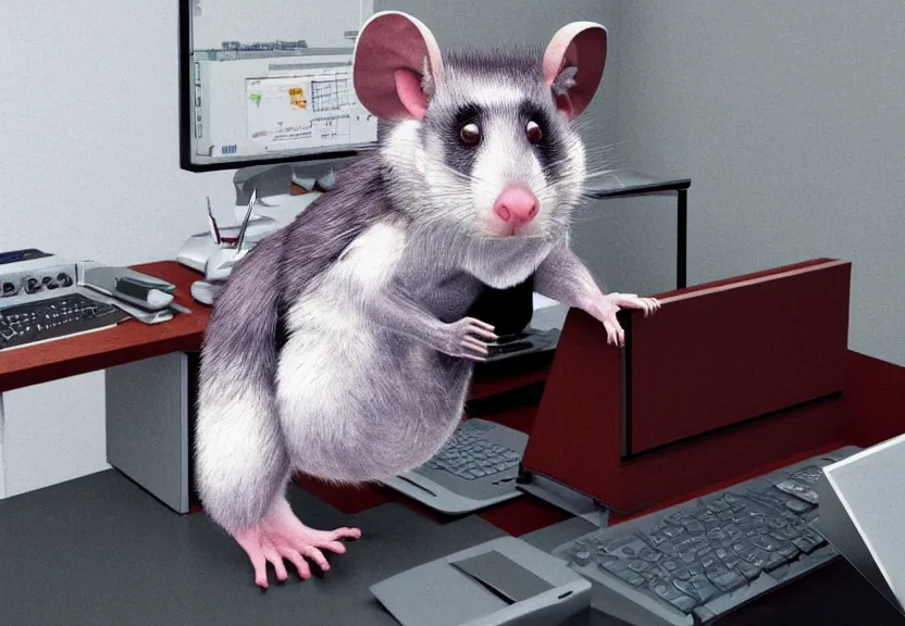 possum dressed as an office worker, working on a | Stable Diffusion ...