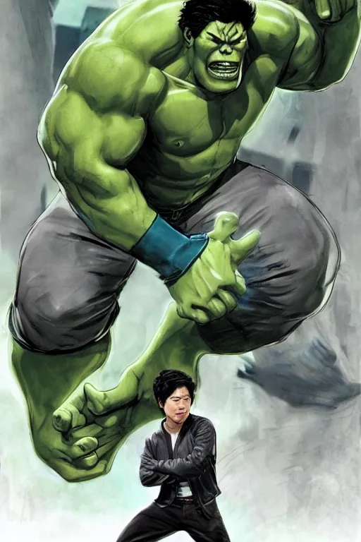 steven yeun as amadeus cho, the hulk, brawn. marvel | Stable Diffusion ...