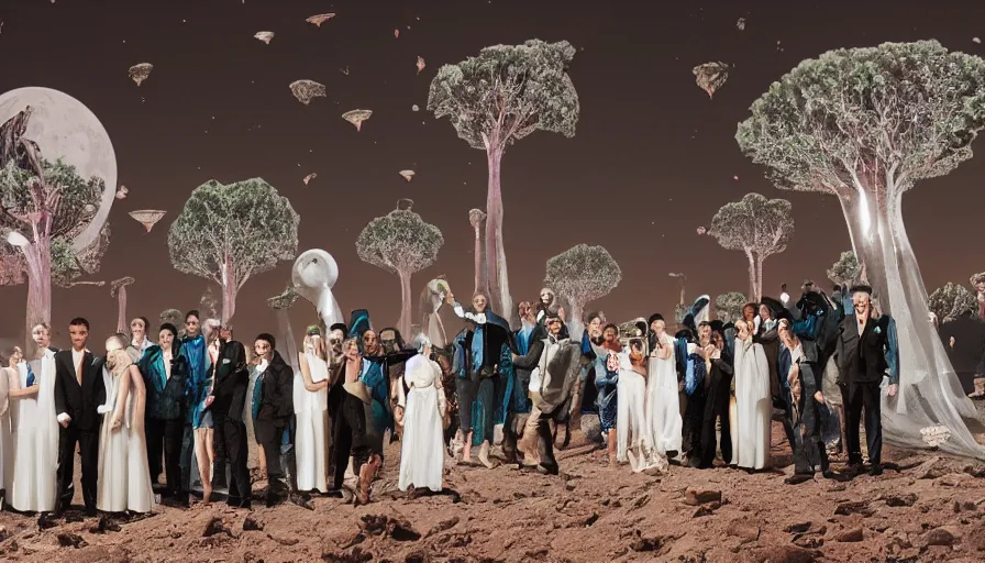 an alien wedding on planet Borra with a crowd of alien | Stable Diffusion