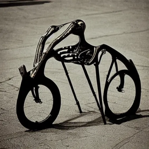a cute beautiful alien shaped bicycle by H.R. Giger | Stable Diffusion