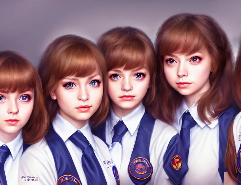 three beautiful teen schoolgirls wear uniforms in | Stable Diffusion ...
