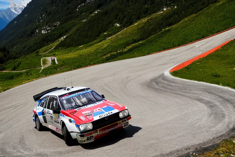 a group B rally car driving around a hairpin turn In | Stable Diffusion ...