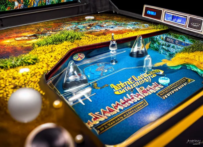 nature photography of a pinball machine in it's | Stable Diffusion ...