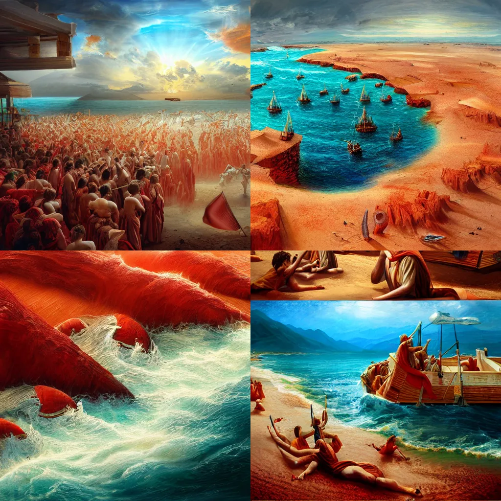 illustration of the Red Sea parted, realistic | Stable Diffusion | OpenArt