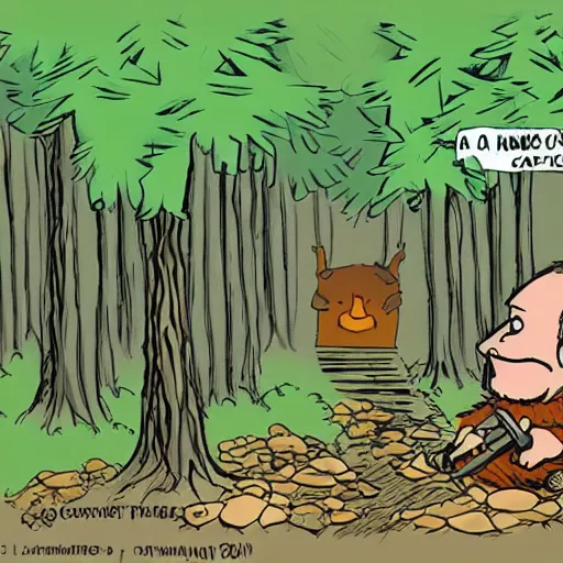 a forest being devoured by a troll, political cartoon | Stable ...