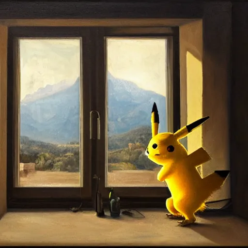 realist portrait of pikachu sleeping in the window of | Stable ...