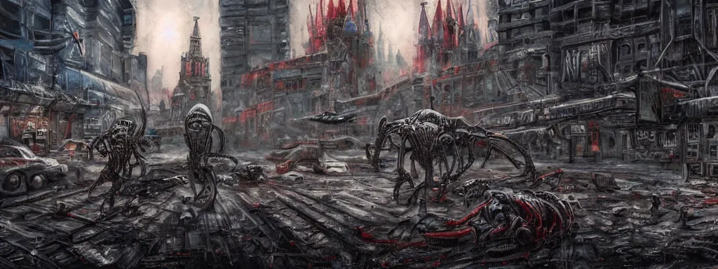 alien predator attacks moscow red square. extreme long | Stable ...