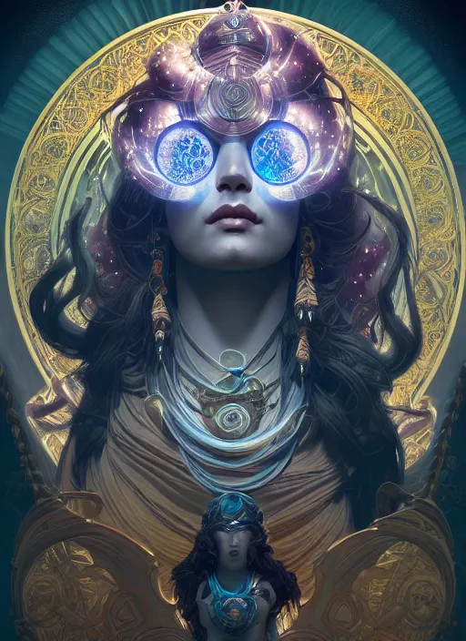 Divine cosmic female power, glyphs, magic, artstation, | Stable ...