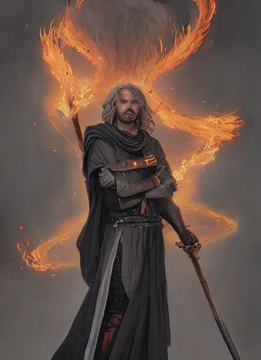 medium-length portrait of a male fire genassi sorcerer | Stable ...