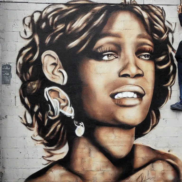 Street-art portrait of Whitney Elizabeth Houston in | Stable Diffusion ...